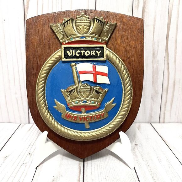 No Brand | Toys | Vintage Hms Victory Ship Crest Wood Plaque Coat Of ...